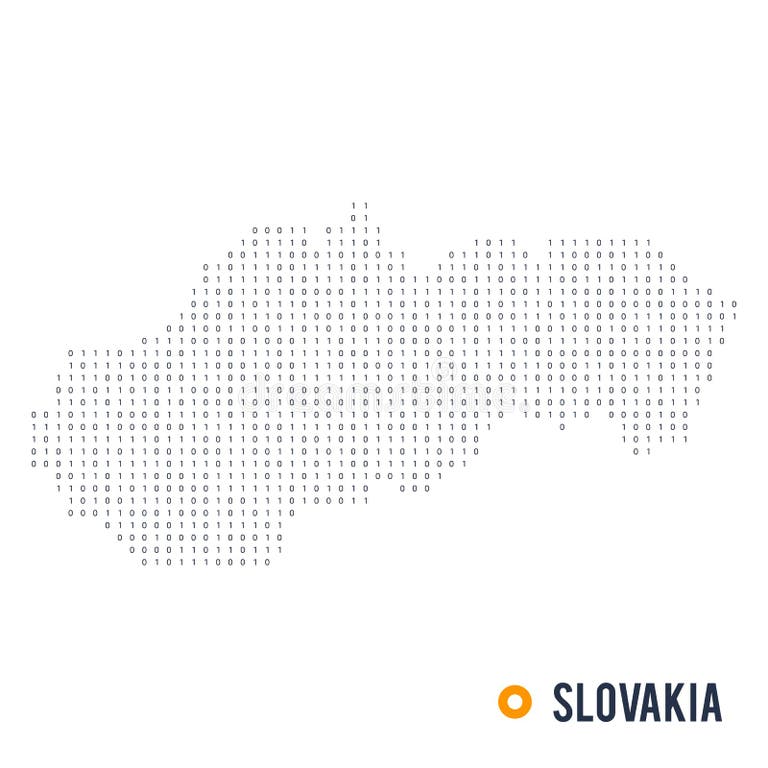 Binary Code Vector Stylized Map of Slovakia Isolated on White Background Stock Vector ...