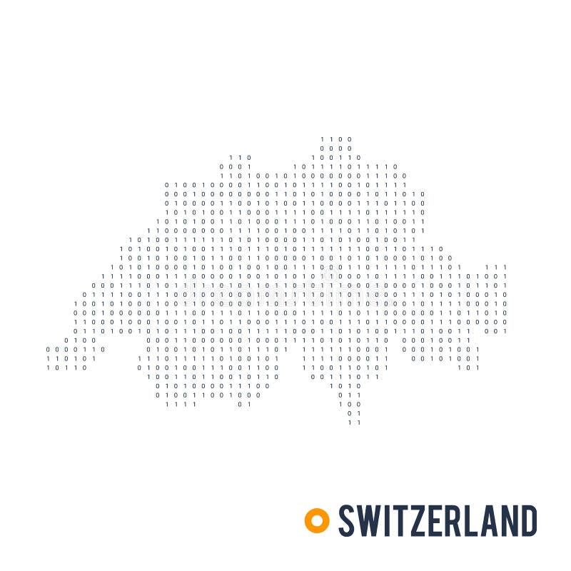Binary Code Vector Stylized Map of Switzerland Isolated on White ...