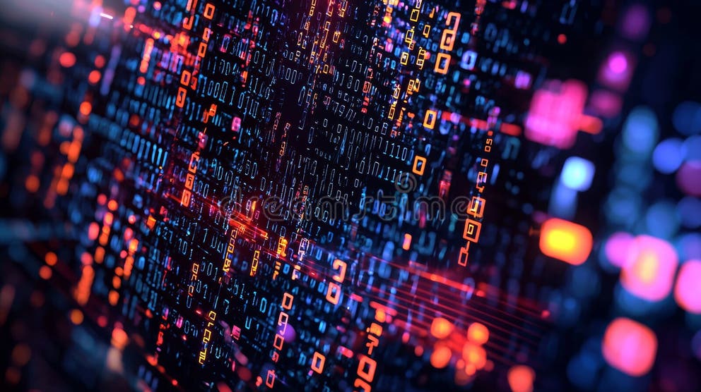 Binary Code in Vibrant Colors on a Digital Screen Stock Image - Image ...