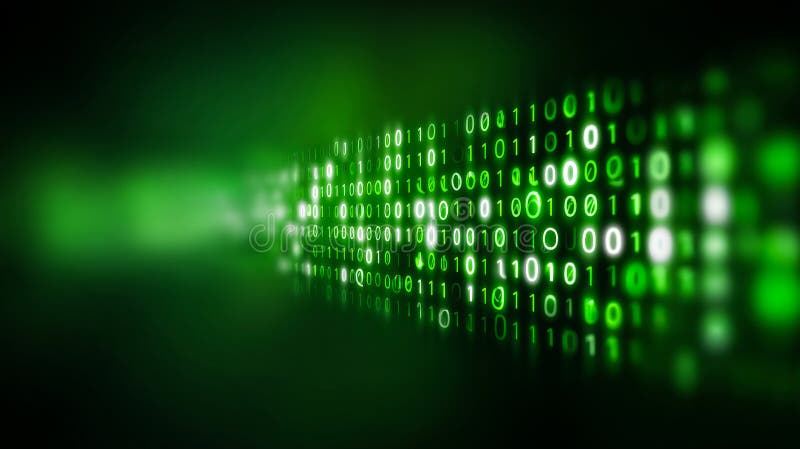 Binary Code in Vibrant Green Display Stock Image - Image of patterns, display: 400479175