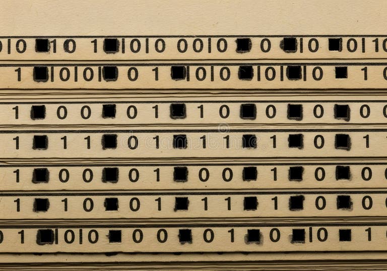 Binary Code on Vintage Punch Cards - Close-Up Texture Stock ...