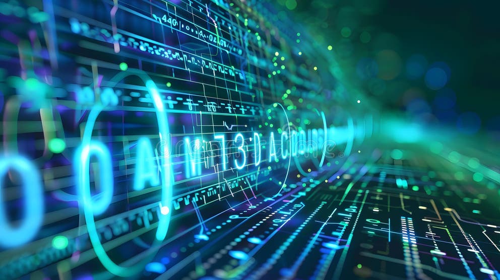 Binary Code Visualized As Sound Waves Undulating. Stock Illustration ...