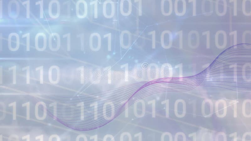 Binary Code and Wave Animation Over Abstract Digital Background Stock Video - Video of code ...