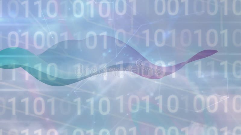 Binary Code and Wave Pattern Animation Over Abstract Blue Background Stock Video - Video of ...