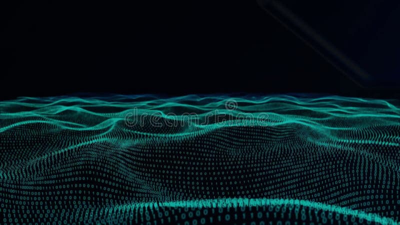 Binary Code Waves And Data Flow Animation Over Dark Background Stock Footage Video Of