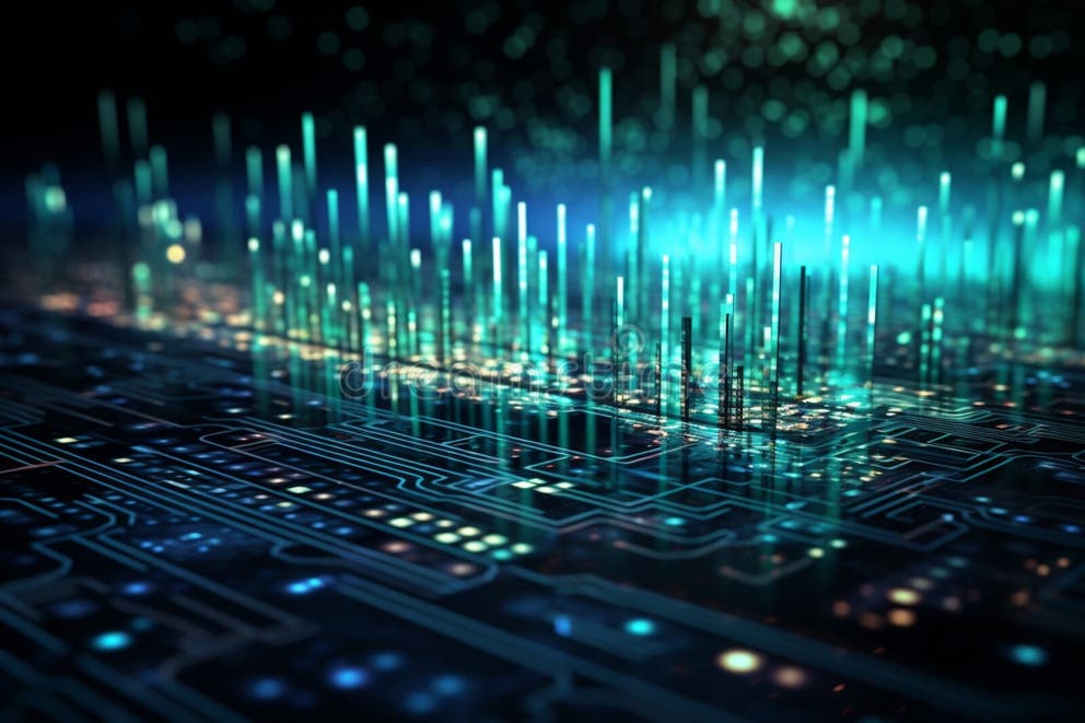 Binary Code Waves Depict Data Flow Digital Security In Internet