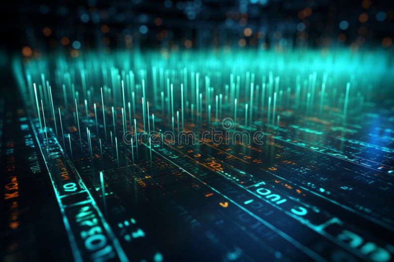Binary Code Waves Depict Data Flow Digital Security In Internet Technology Stock Illustration