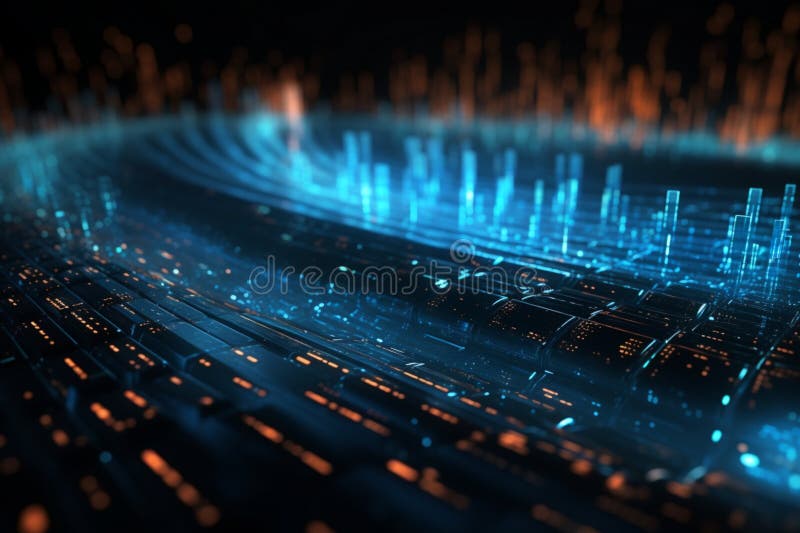 Binary Code Waves Depict Data Flow Digital Security in Internet Technology Stock Illustration ...