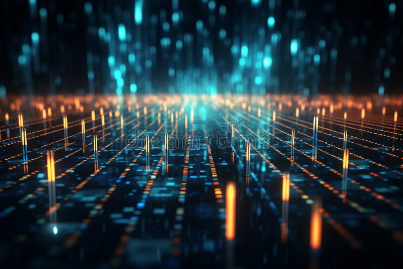 Binary Code Waves Depict Data Flow Digital Security in Internet Technology Stock Illustration ...