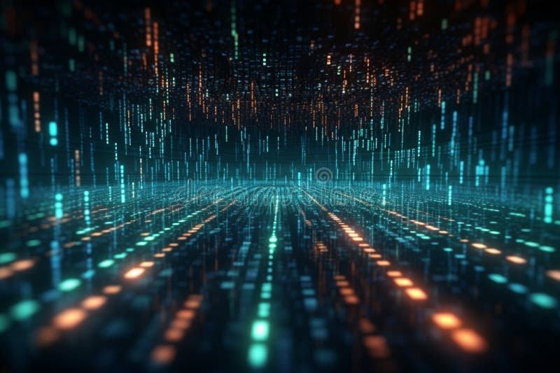 Binary Code Waves Depict Data Flow Digital Security In Internet