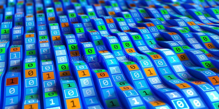 Binary Code Waves, Wavy Lines Digital Global Data Flow Concept Stock ...