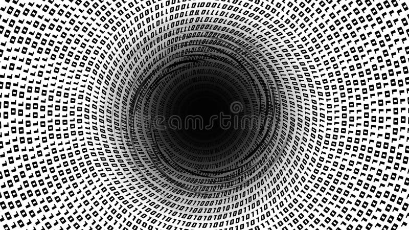 Binary Code on White Background Pulled into Black Hole Stock ...