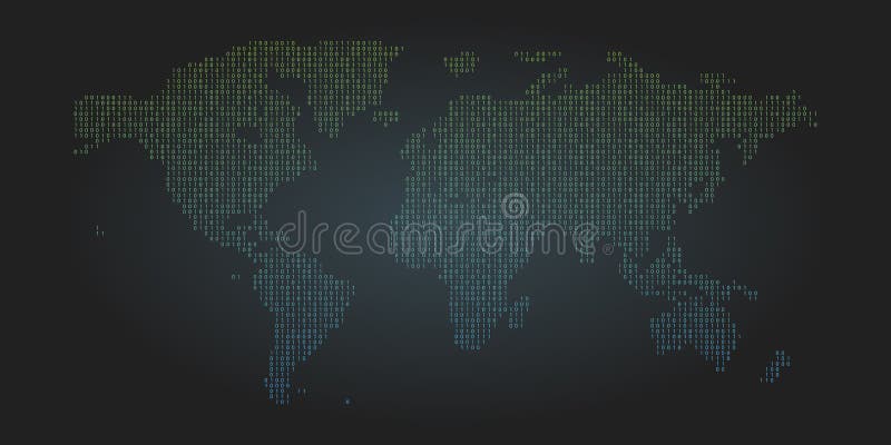 Binary Code World Map Background. Zero and One Abstract Symbols Stock ... Binary Code World Map Background. Zero and One Abstract Symbols Stock ...