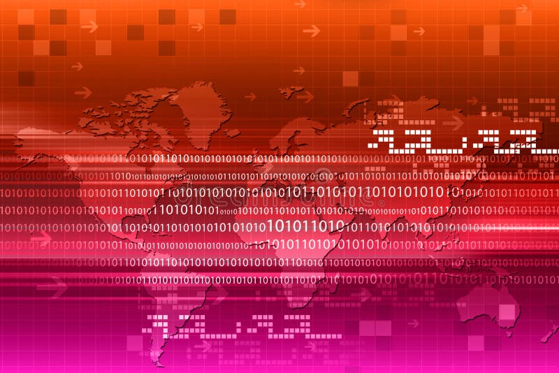 Binary code on world map stock illustration. Illustration of code - 32245861