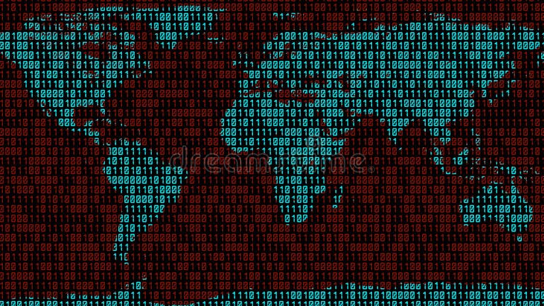 Binary Code. Zeros and Ones in the Form of a Map of the World. Coding. 3D Render. Stock ...