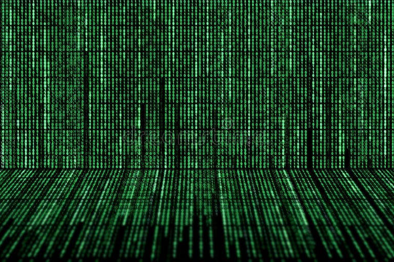 Binary Codes Falling from the Screen Top Stock Illustration ...