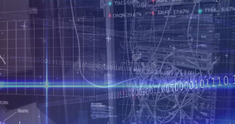 Binary Coding and Stock Market Data Processing Against Close Up of a ...