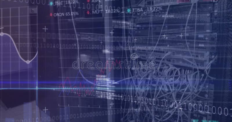 Binary Coding and Stock Market Data Processing Against Close Up of a ...