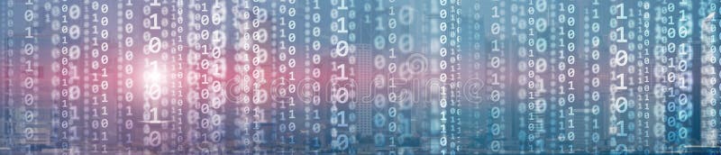 Binary Computer Code Virtual City Skyline. Matrix Mixed Media ...