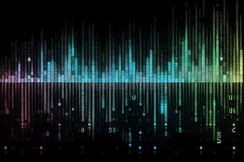 Binary Computer Matrix Code Data Stream Stock Illustration - Illustration of transmission ...