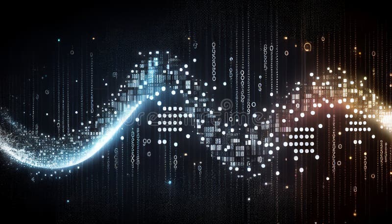 Binary Computer Matrix Code Data Stream Abstract Background Showing A Coding Transmission Over