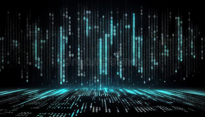 Binary Computer Matrix Code Data Stream Abstract Background Stock Illustration - Illustration of ...