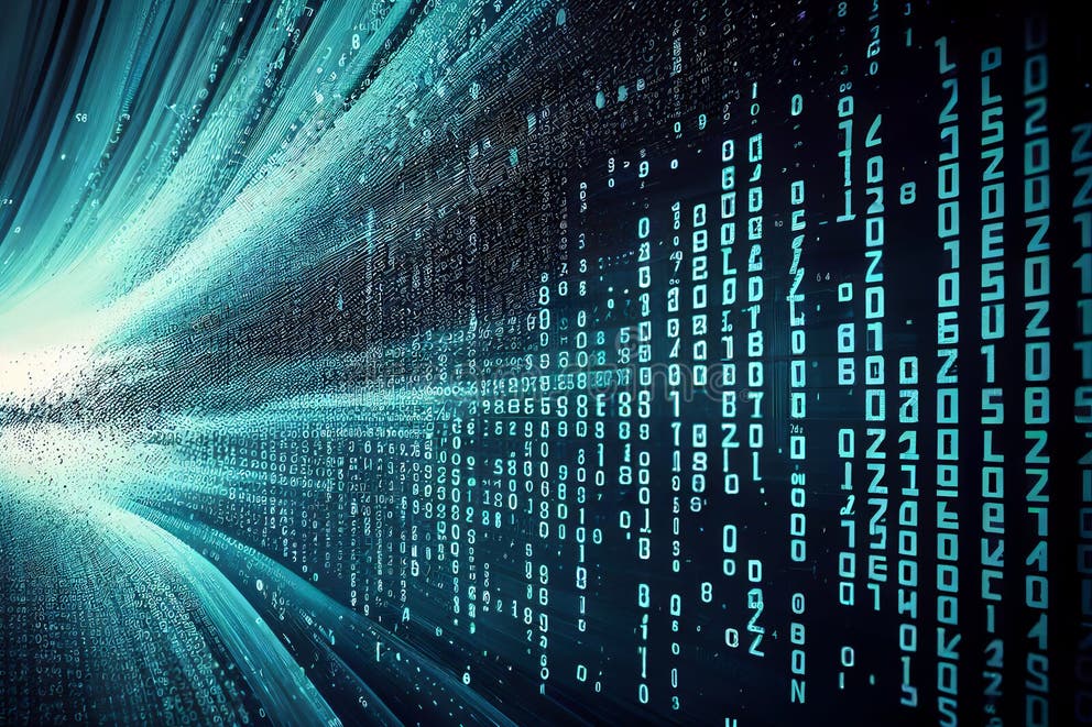 Binary Computer Matrix Code Data Stream Abstract Background Showing a ...