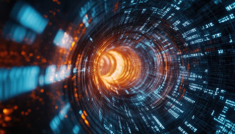 Binary Data Flow Tunnel A Virtual Warp For Coding Programming And Hacking In Abstract