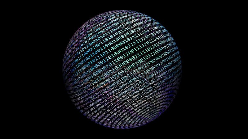 Binary Data on Rotating Sphere Concept 3d Illustration Stock ...