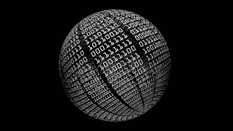 Binary Data on Spinning Sphere Stock Illustration - Illustration of ...