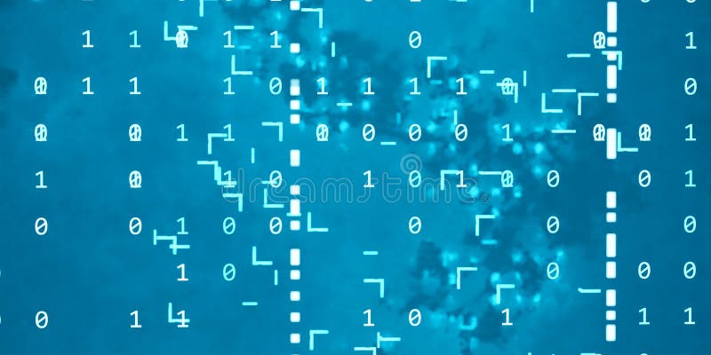 Binary Data Symbolized by Numbers Zero and One with Random Code in Blue ...