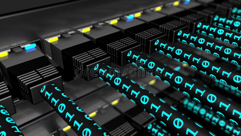 Binary Data Transferring on UTP Cables Loop Stock Footage - Video of ...