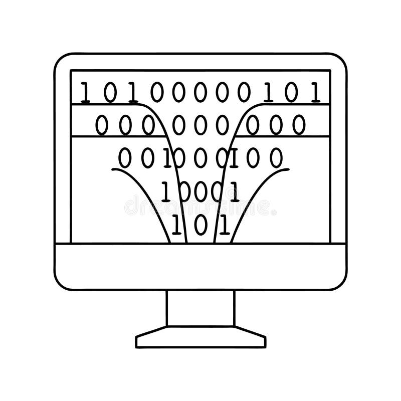 Binary Data Visualization on a Computer Monitor Stock Vector - Illustration of software, data ...