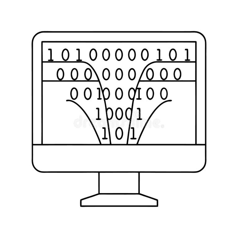 Binary Data Visualization on a Computer Monitor Stock Vector - Illustration of software, data ...