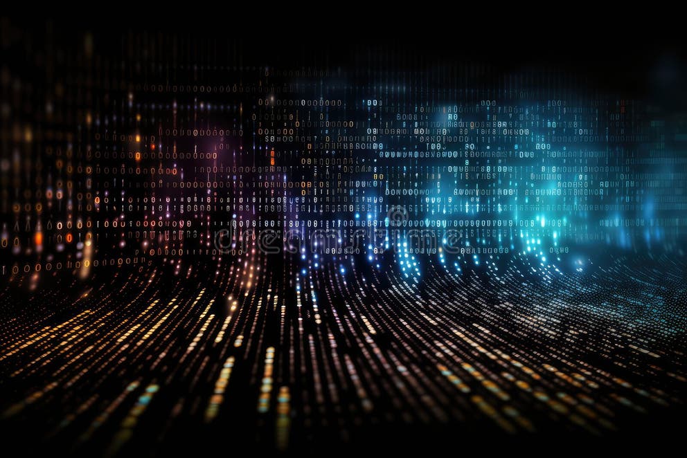 Binary Data Visualization Hi-tech Background, AI Stock Illustration ...