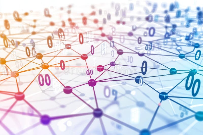 Binary Data Visualization With Network Connections 3d Rendering Stock 1278