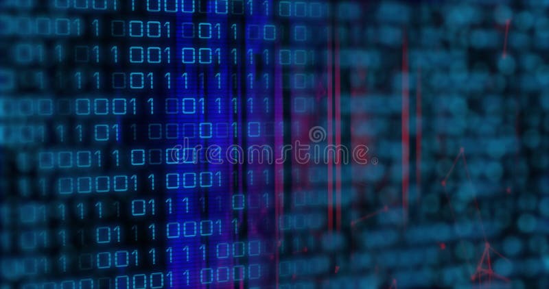 Binary Digit Columns Pulsing and Shifting Upward Starting Red Bars ...