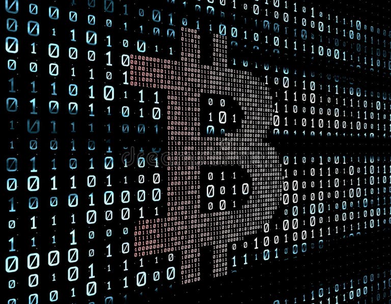 Binary Digital Array Big Data Transmission And Bitcoin Symbol Programming And Intelligent