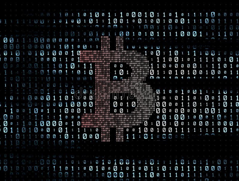 Binary Digital Array Big Data Transmission And Bitcoin Symbol Programming And Intelligent