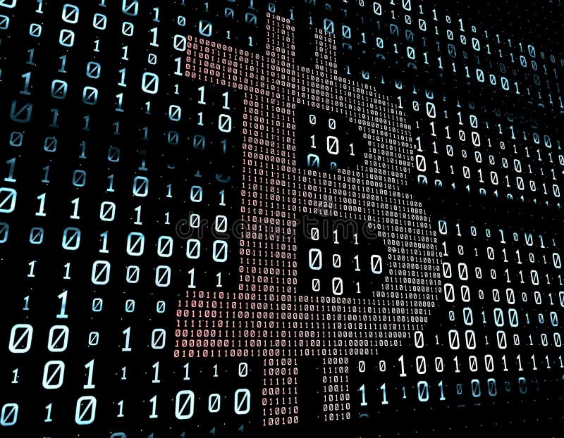 Binary Digital Array, Big Data Transmission and Bitcoin Symbol ...