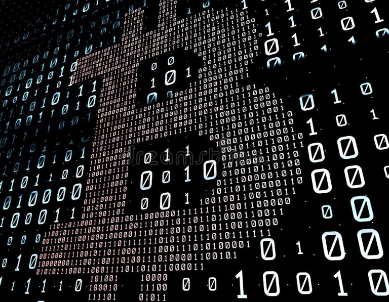 Binary Digital Array Big Data Transmission And Bitcoin Symbol Programming And Intelligent