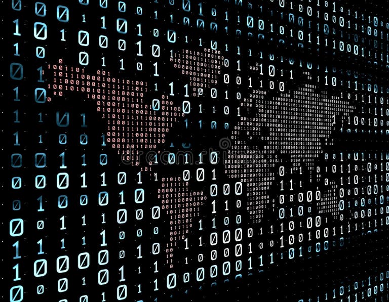 Binary Digital Array, Big Data Transmission and World Map, Programming and Intelligent Network ...
