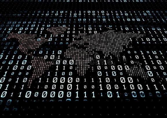 Binary Digital Array, Big Data Transmission and World Map, Programming and Intelligent Network ...