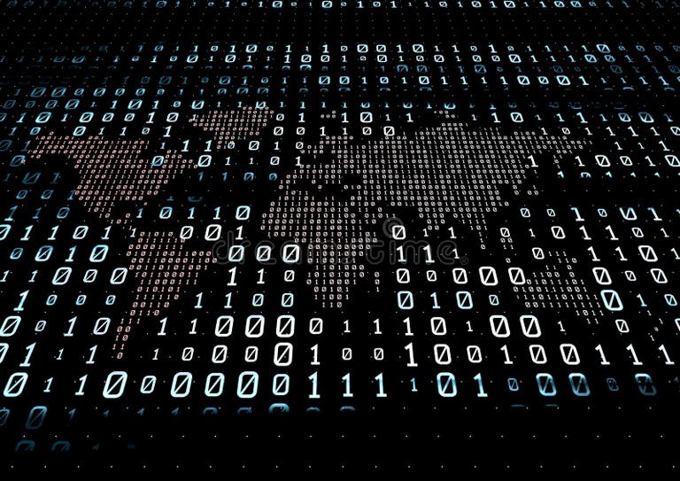 Binary Digital Array, Big Data Transmission and World Map, Programming and Intelligent Network ...