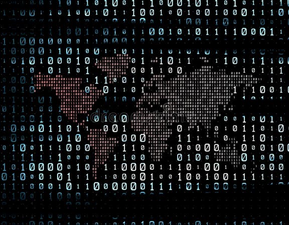 Binary Digital Array, Big Data Transmission and World Map, Programming and Intelligent Network ...