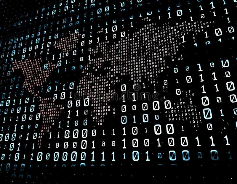 Binary Digital Array Big Data Transmission And World Map Programming And Intelligent Network