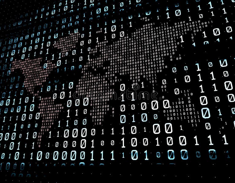 Binary Digital Array, Big Data Transmission and World Map, Programming and Intelligent Network ...