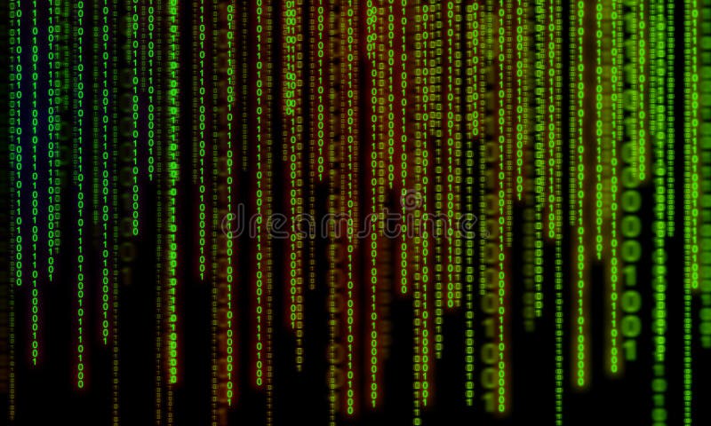 Binary Digital Code with a Neon Green Glow on a Black Background. Stock ...