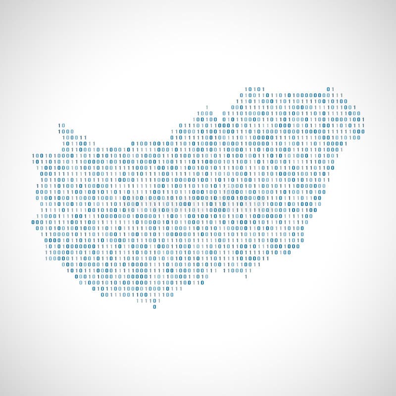 Binary Digital Map of Hungary Stock Vector - Illustration of design, computer: 108470479