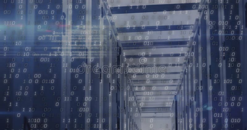 When Binary Digits Appearing Triggers Camera Advancing Down Server Aisle Visualizing Data Flow ...